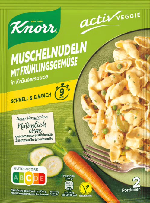 Knorr Activ Veggie Shell Pasta with Spring Vegetables 155 g (5.47 oz ...